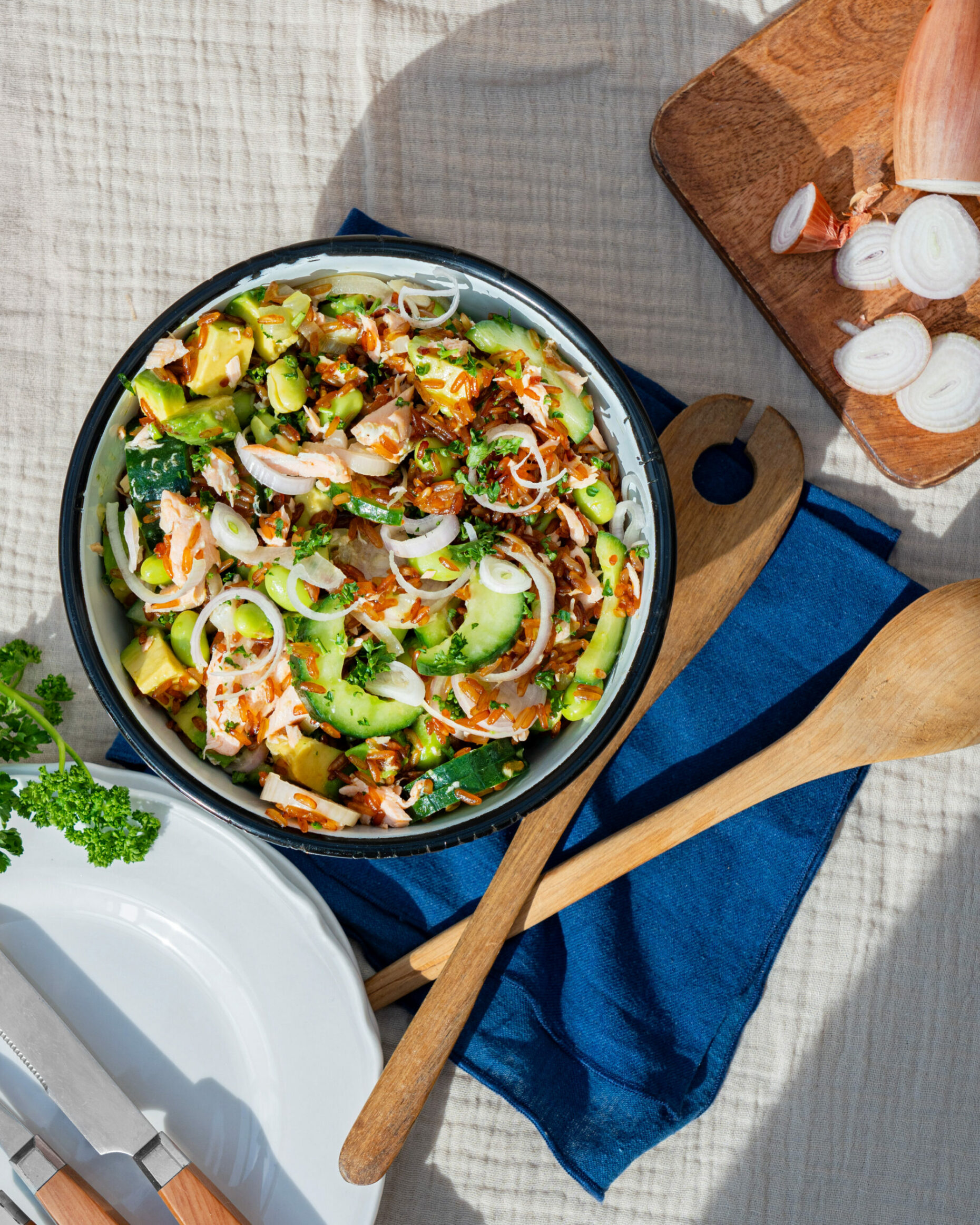 Crispy rice salade échalion persil